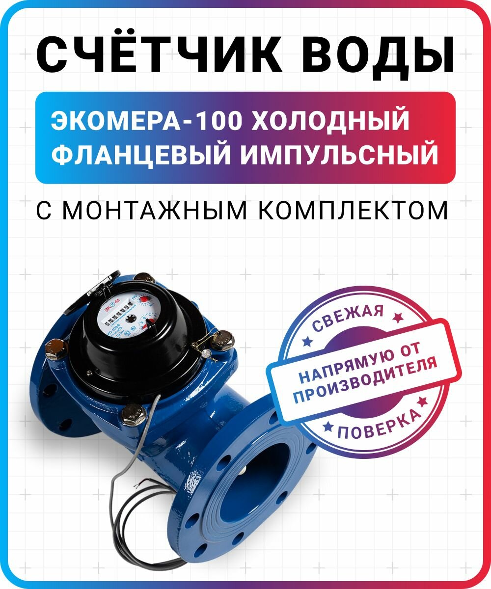 Счетчик воды фланцевый холодный импульсный ЭКОМЕРА-100(L-245)
