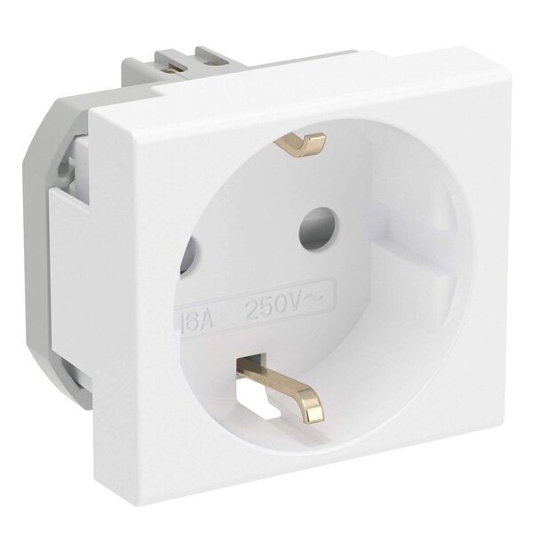 Розетка Viva силовая 2Р+Е со шторками 2 модуля белая DKC 45005