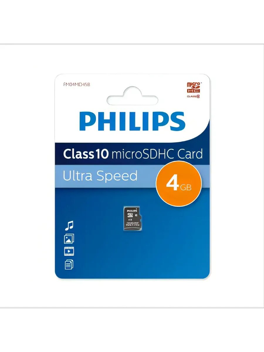 Philips Карта памяти Micro FM04MD45B/97 4GB microSDHC Class 10