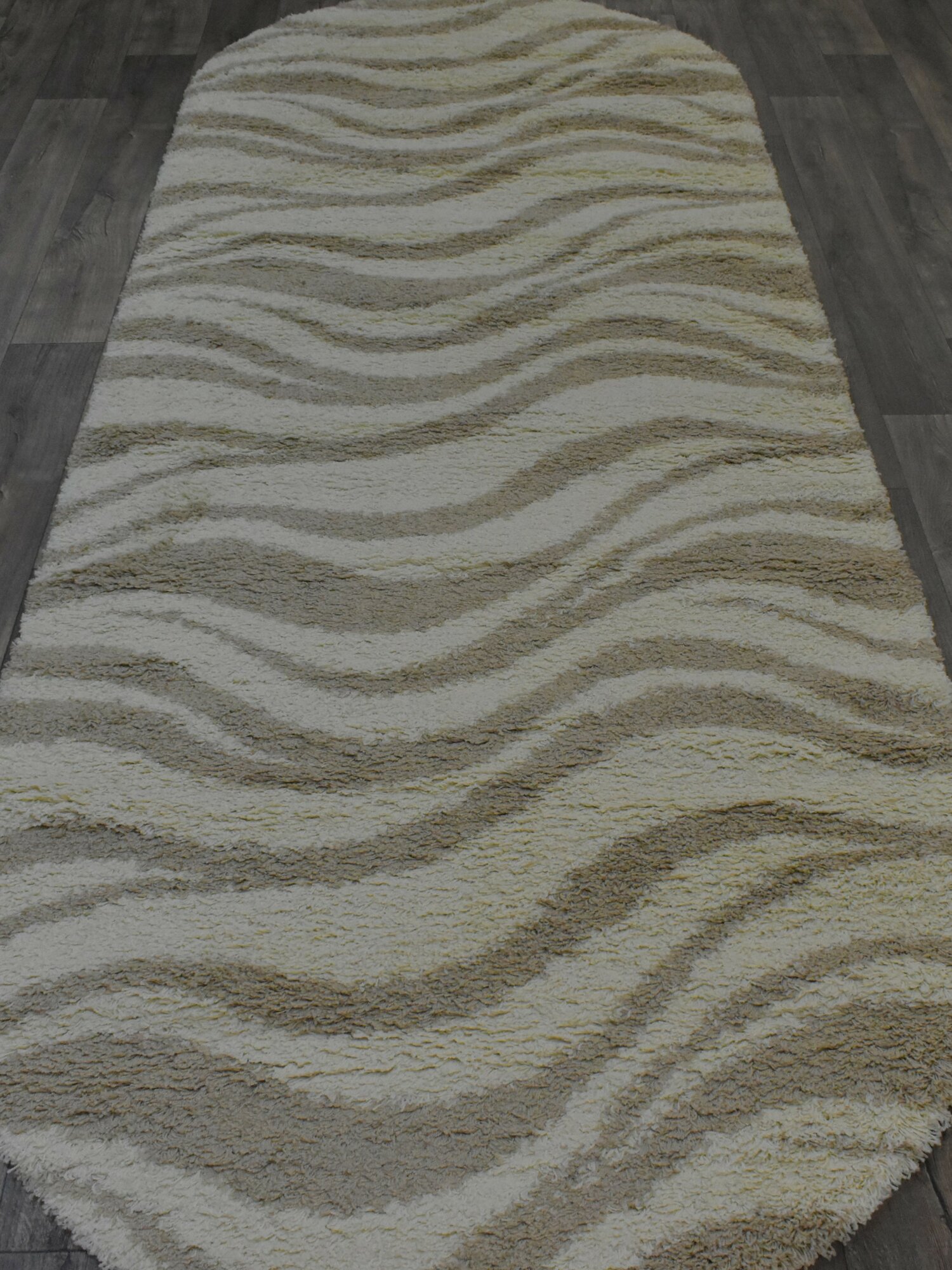 Ковер пушистый на пол овальный, в гостиную, спальню, детскую, 609, Шегги ультра Меринос, молочно-бежевый, 1.5*4 м