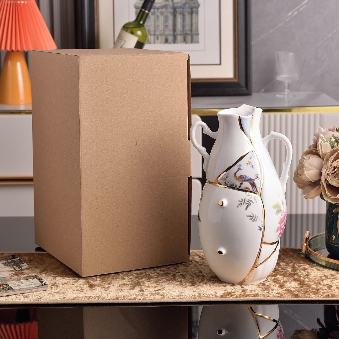 Итальянская мозаичная ваза кинцуги, китайская и западная керамическая ваза для цветочной композиции, креативное украшение для входа, высококачественный обеденный стол для дома