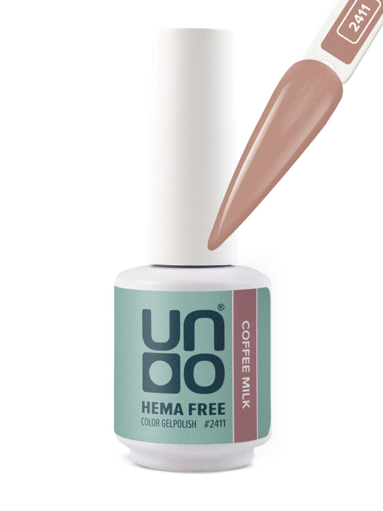 UNO, HEMA FREE, Гель-лак 2411 Кофе с молоком - Coffee Milk, гипоаллергенный, 10 г