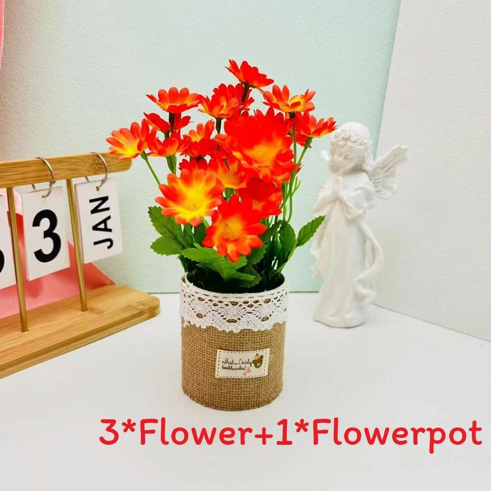 Миниатюрное зеленое растение с льняным горшком для домашнего сада и настольного декора sunset red