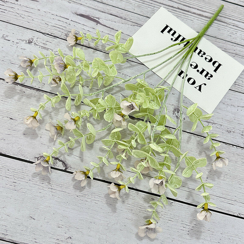 Букет искусственных эвкалиптов с ручной отделкой для гостиной и офиса бежевый