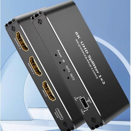 Разветвитель KS-is, активный, HDMI, 1 вход, 2 выхода, черный