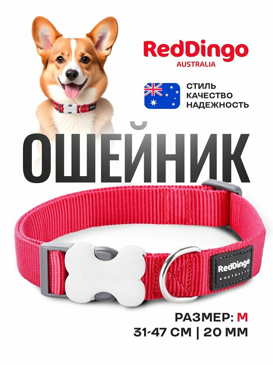 Ошейник для собак средних пород Red Dingo, красный