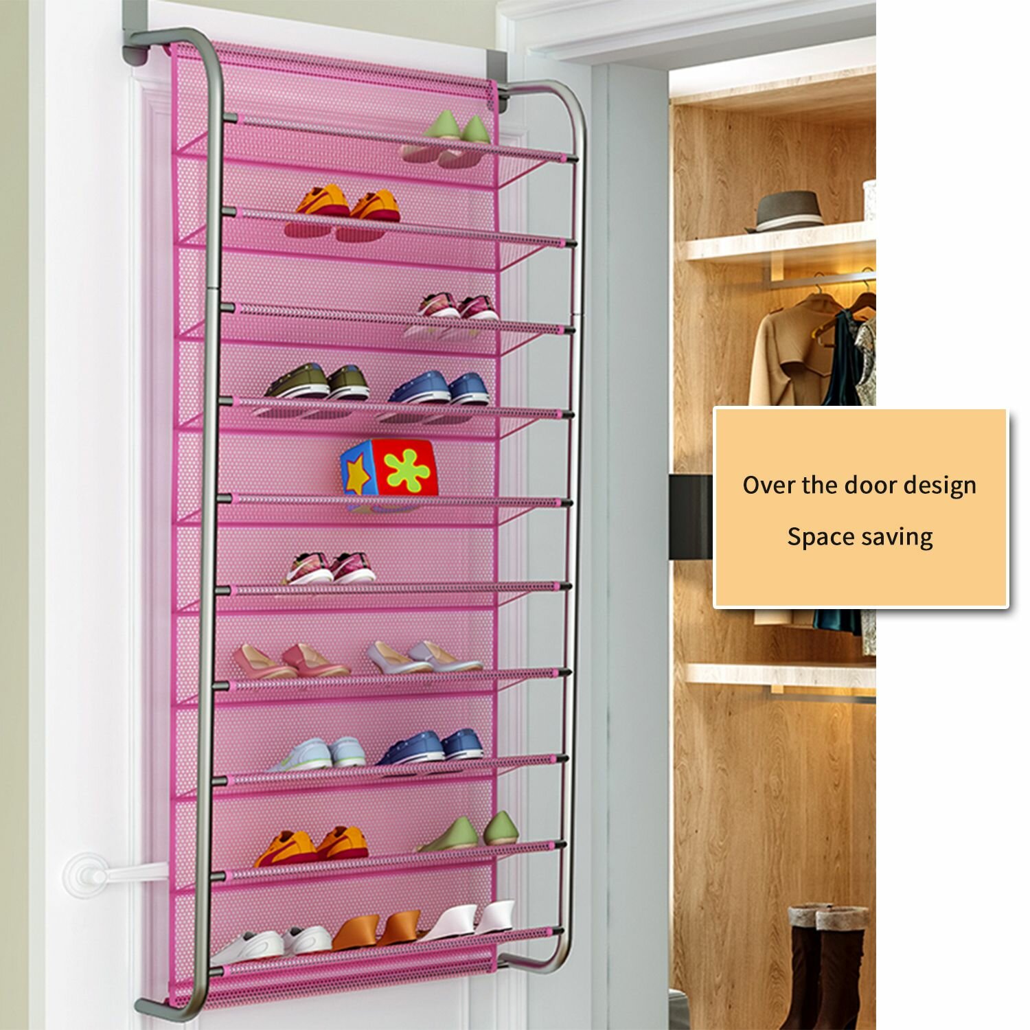 10Ярусная Подвесная Полка Для Обуви над Дверью с Сетчатой Подкладкой
