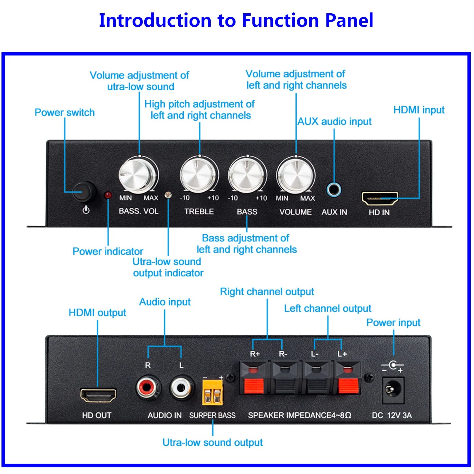 Wiistar 2.1-канальный усилитель HiFi черный 80Вт