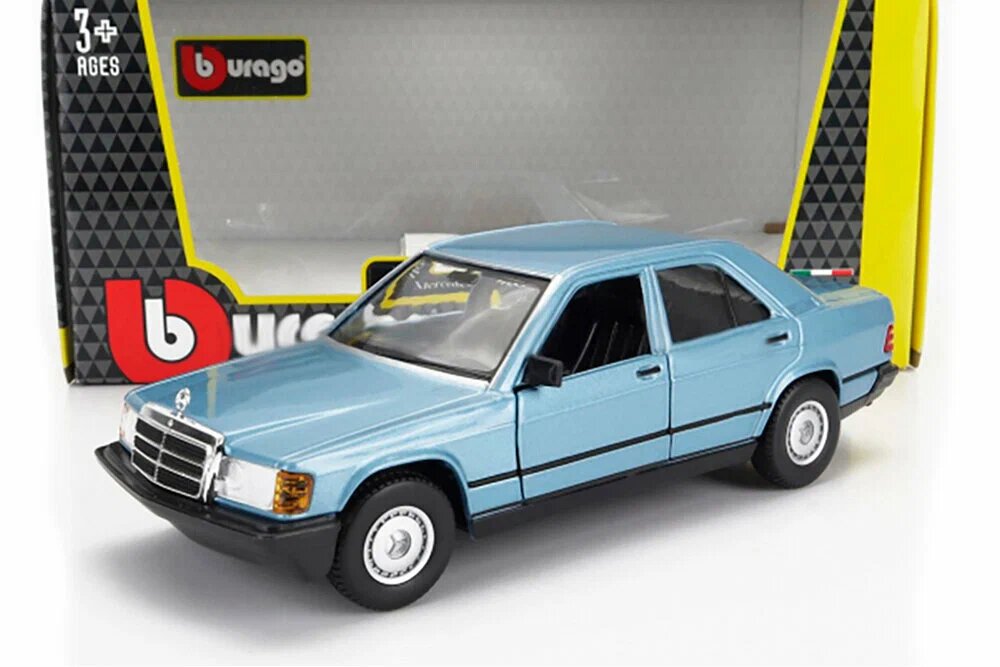 Модель автомобиля Bburago (#18-21103) "Mercedes-Benz 190E 2.6", масштаб 1:24, металл, цвет diamond blue