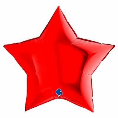 Воздушный шар GRABO "Звезда", без рисунка, Металлик Red, 36 дюймов