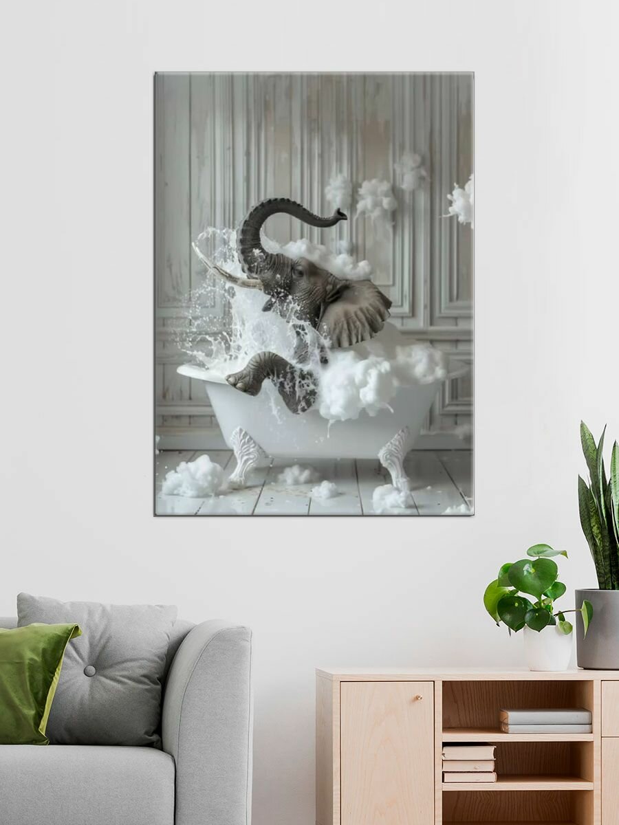 Картина на стену "Животные в ванной", 50х70 см