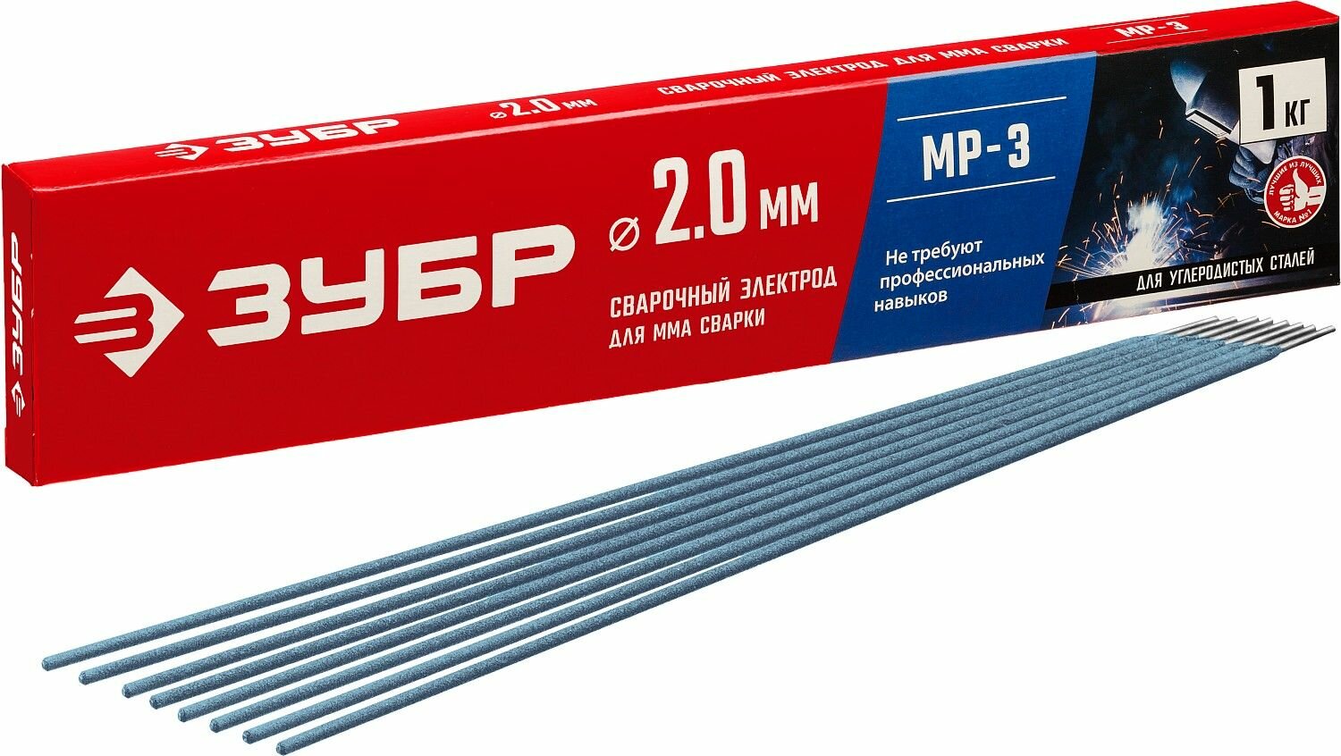 Сварочный электрод ЗУБР Д 2.0 х 300 мм, 1 кг, рутиловый МР-3 40011-2.0