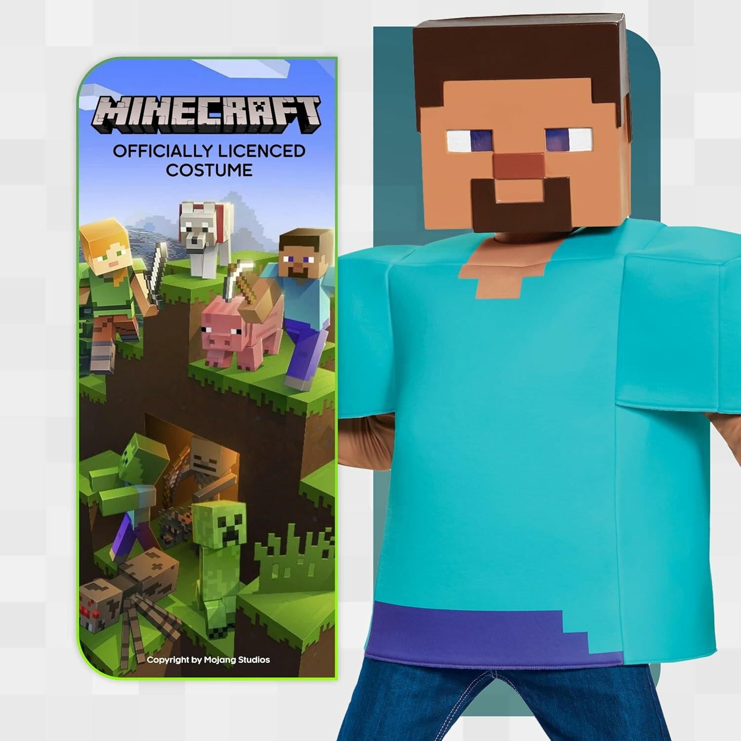 Костюм Стива Minecraft, голубая рубашка, фиолетовые штаны, для детей, игровой костюм — фото 1