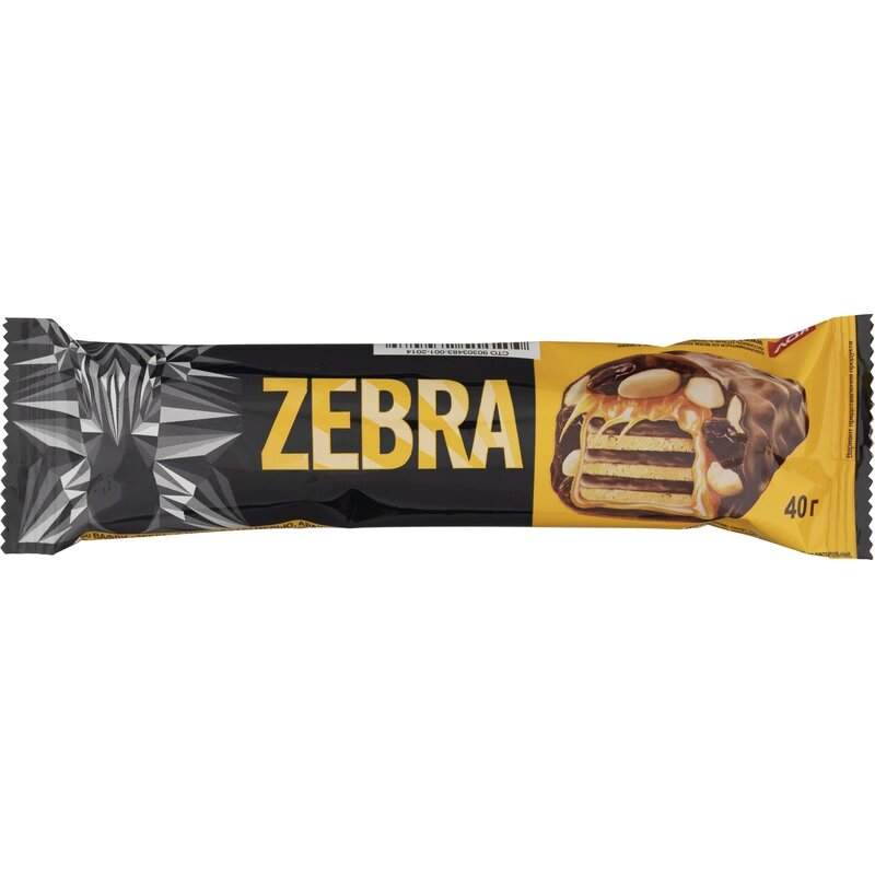 Шоколадный батончик Зебра с молочным шоколадом 40г (ЯВ252)