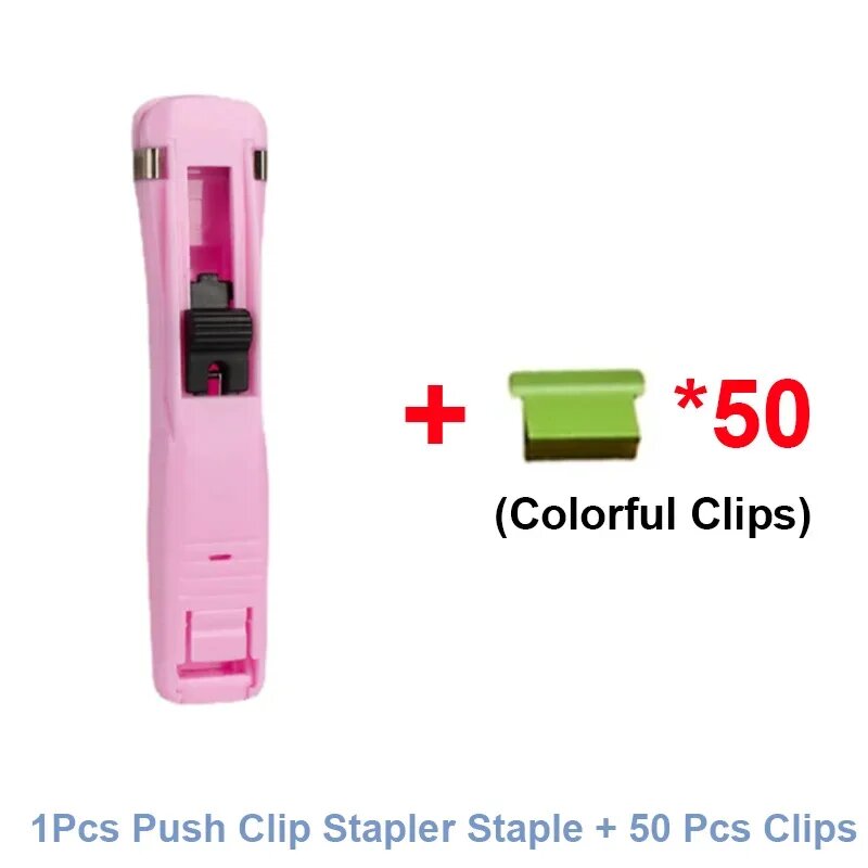 Многоразовый пластиковый степлер Розовый, Pink With 50 Clip
