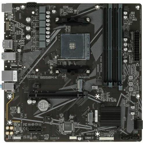 Материнская плата GIGABYTE B550M K (B550M K) - AM4, AMD B550, 4xDDR4-3200 МГц, 1xPCI-Ex16, 2xM.2, Micro-ATX