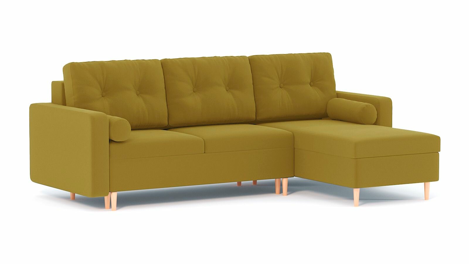 Угловой диван "Белфаст", пантограф, угол универсальный, велюр Зара Йеллоу 44