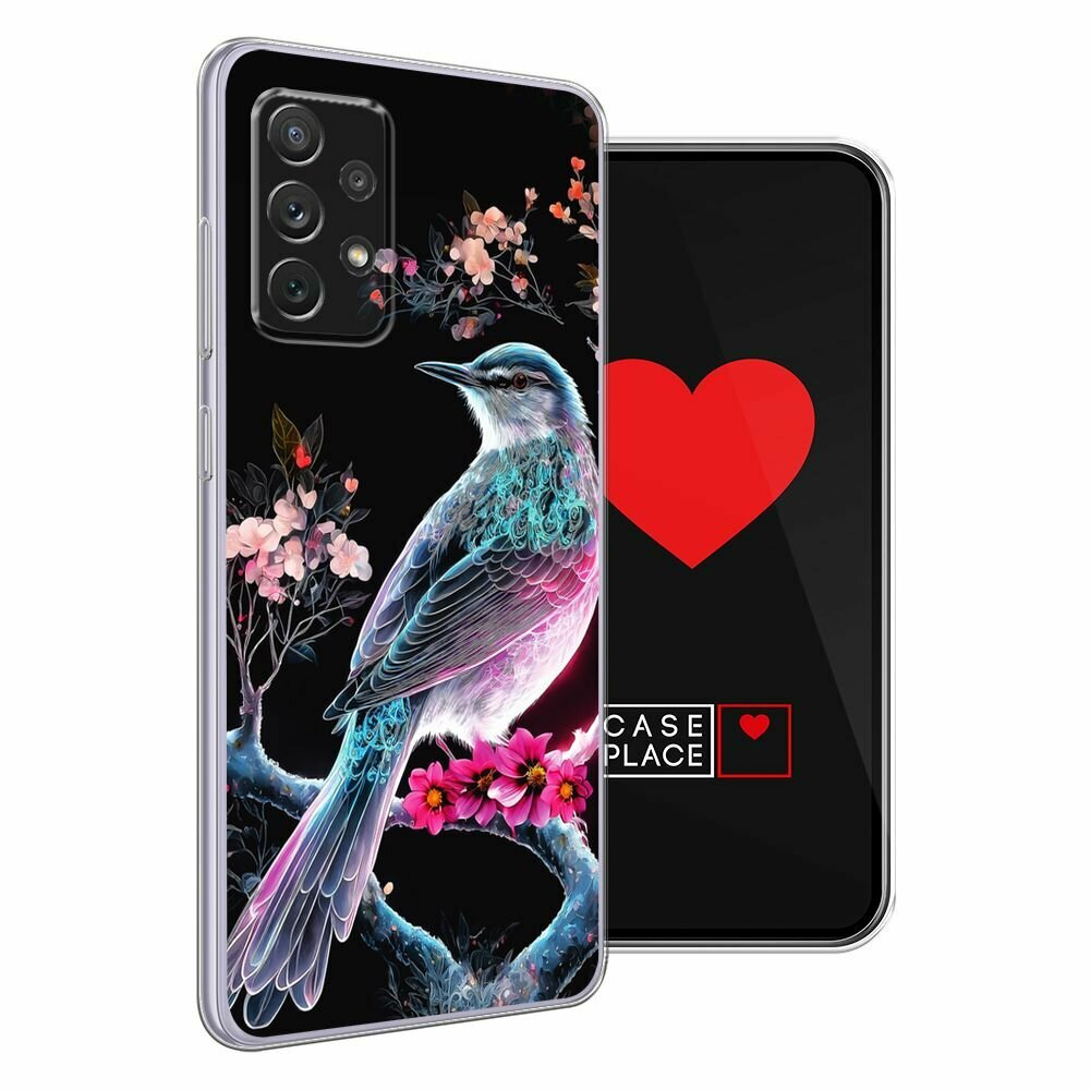 Чехол на Samsung Galaxy A73 / Самсунг Галакси А73 с принтом "Птица на цветущем дереве" — фото 1