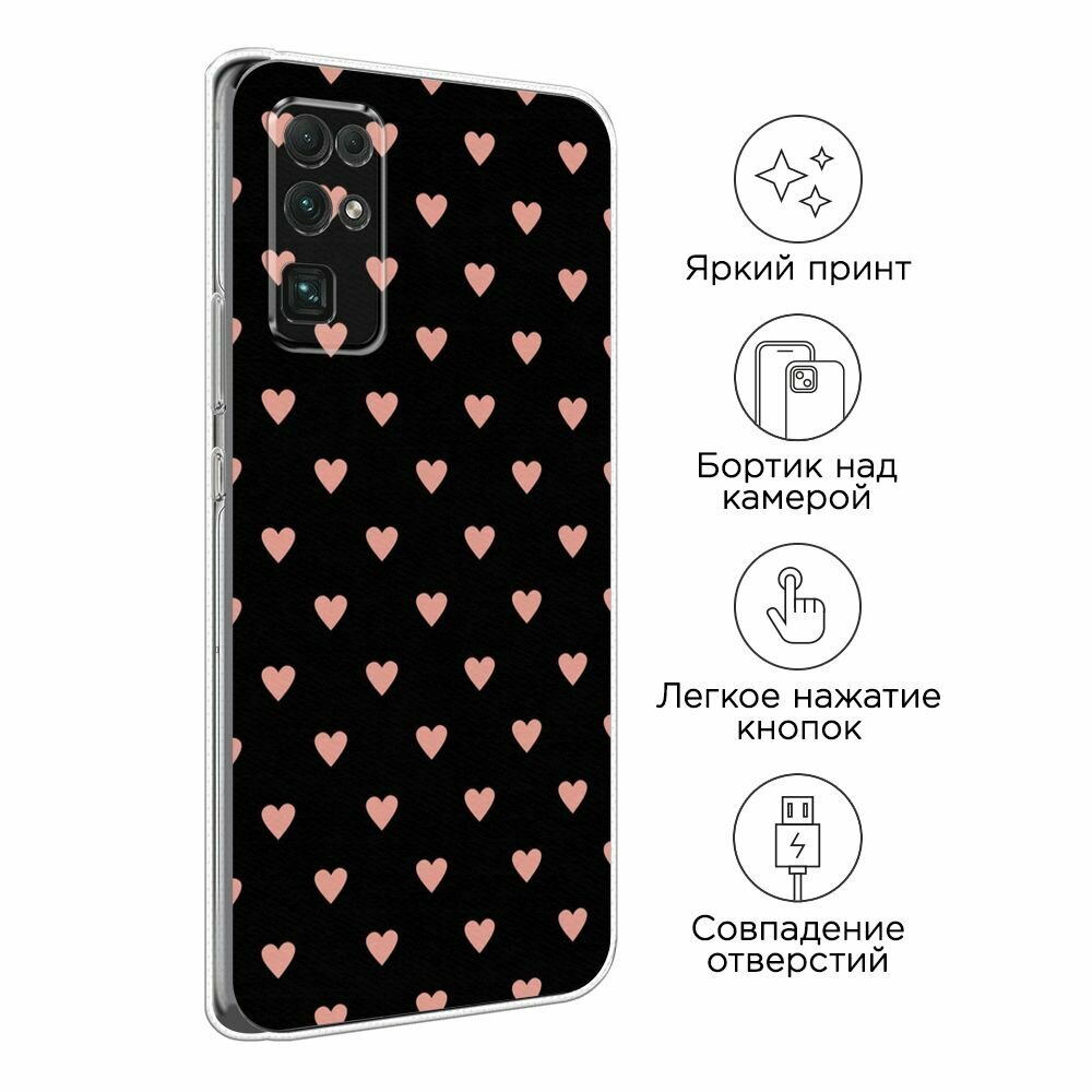 Силиконовый чехол на Honor 30 / Хонор 30 с принтом "Розовые сердечки" — фото 1