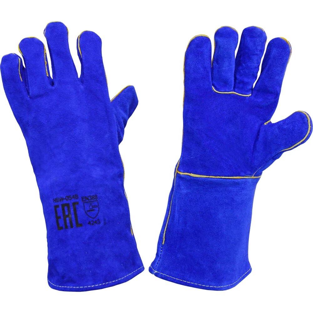 Оберон Краги сварщика спилковые пятипалые трэк синий HBW-054B