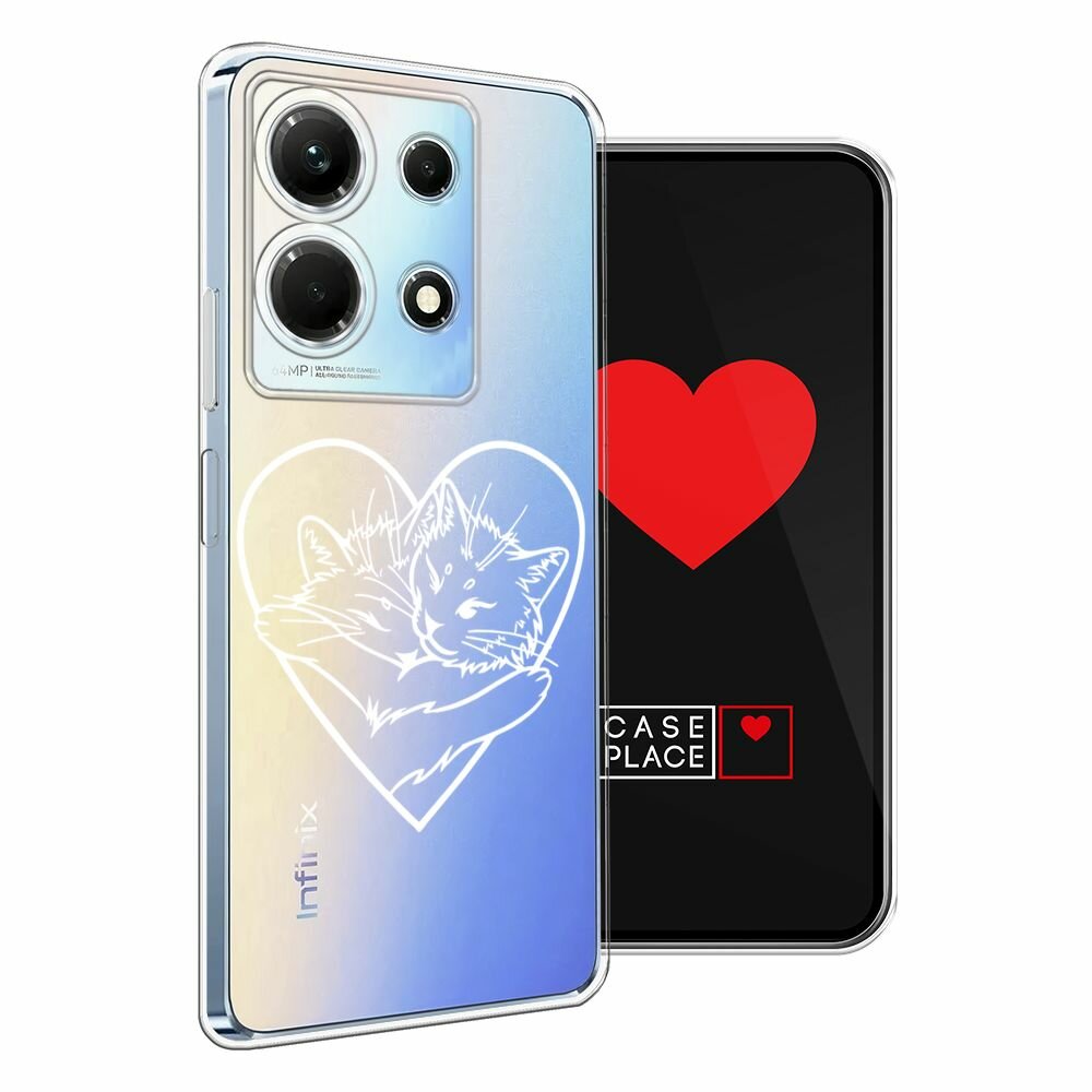 Чехол на Infinix Note 30 4G / Инфиникс Нот 30 4G с принтом "Влюблённые котики рисунок 2 - 14 февраля", прозрачный — фото 1