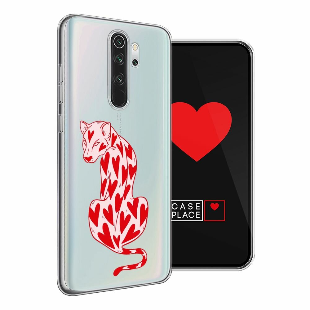 Чехол на Xiaomi Redmi Note 8 Pro / Сяоми Редми Нот 8 Про с принтом "Heart panther 2 - 14 февраля", прозрачный — фото 1