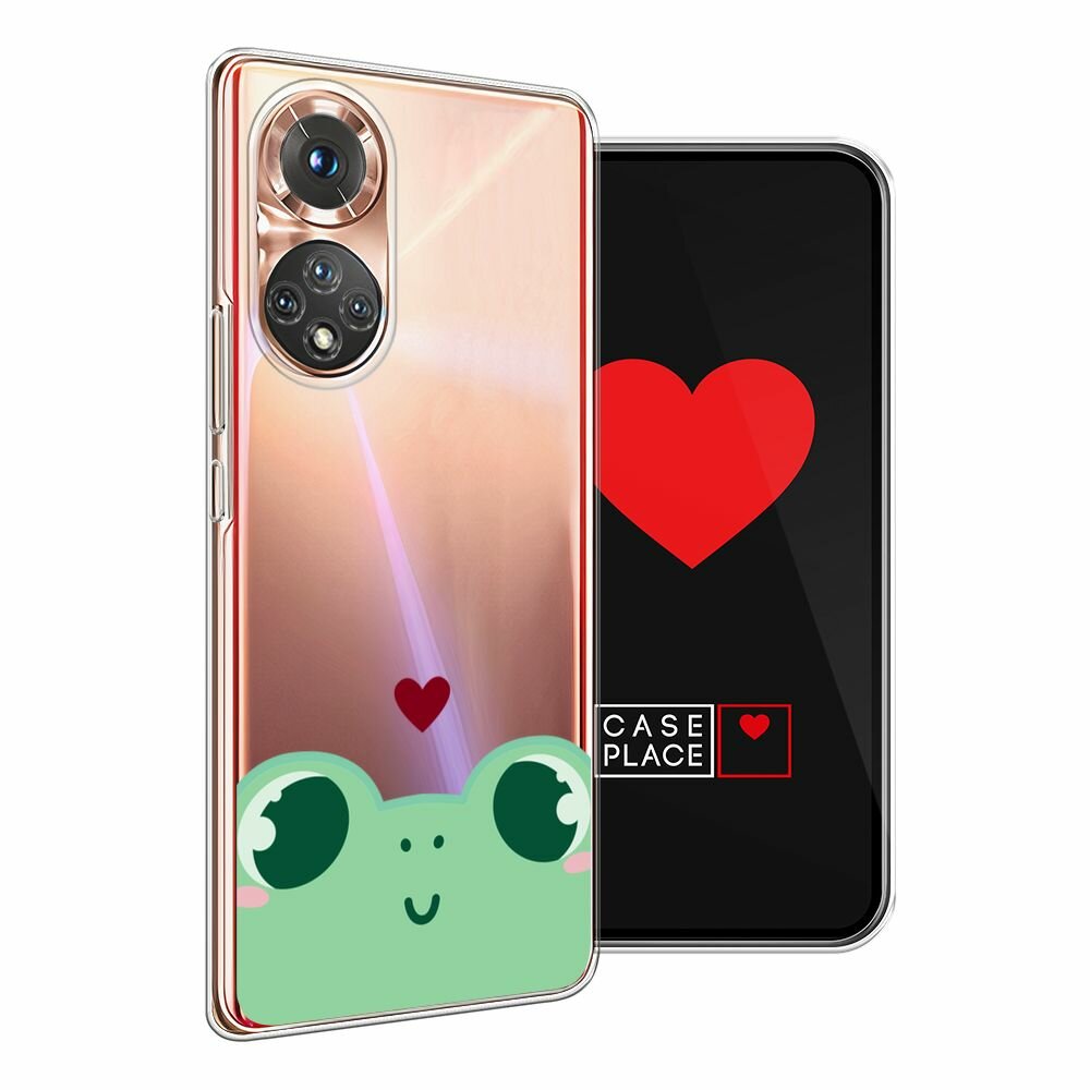 Чехол на Honor 50/Huawei Nova 9 / Хонор 50/Хуавей Нова 9 с принтом "Влюблённая лягушка - 14 февраля", прозрачный — фото 1