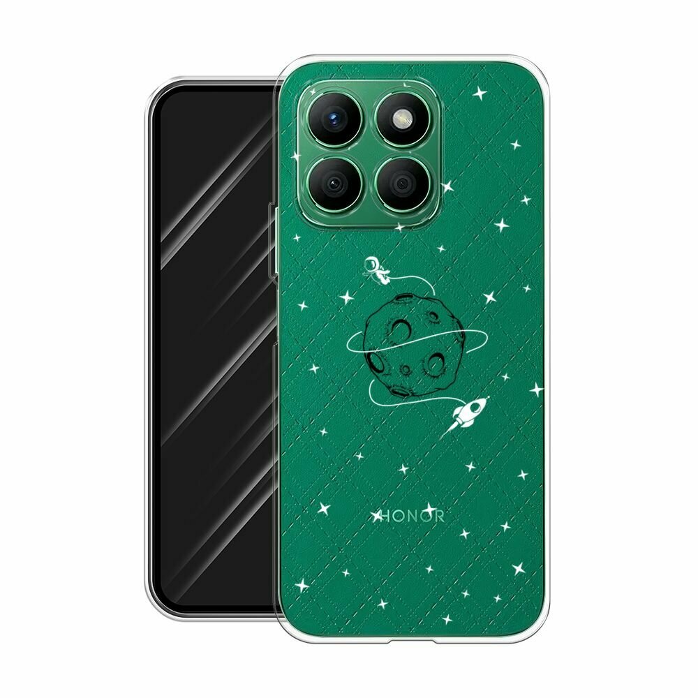 Чехол на Honor X8B / Хонор X8B с принтом Полет вокруг луны, прозрачный — фото 1