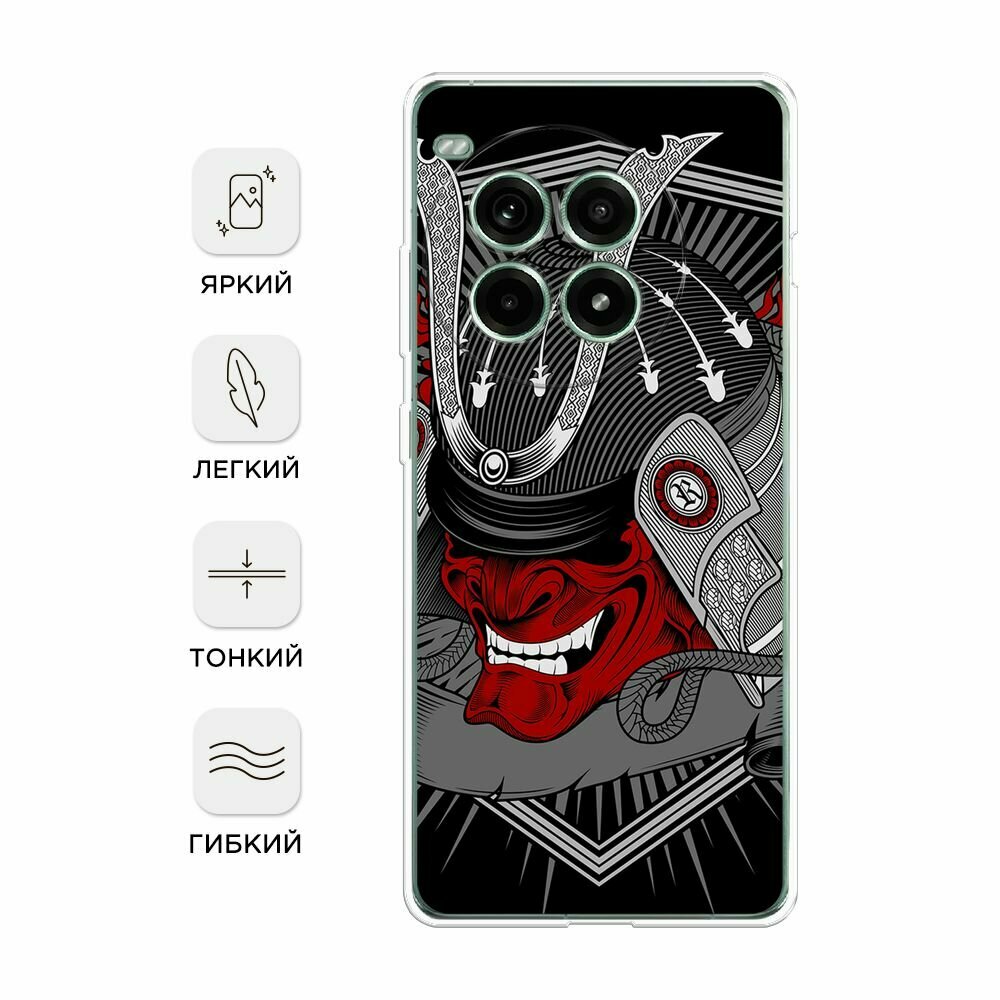 Чехол на OnePlus Ace 3 Pro / Ван Плас Эйс 3 Про с принтом "Красная маска самурая" — фото 1
