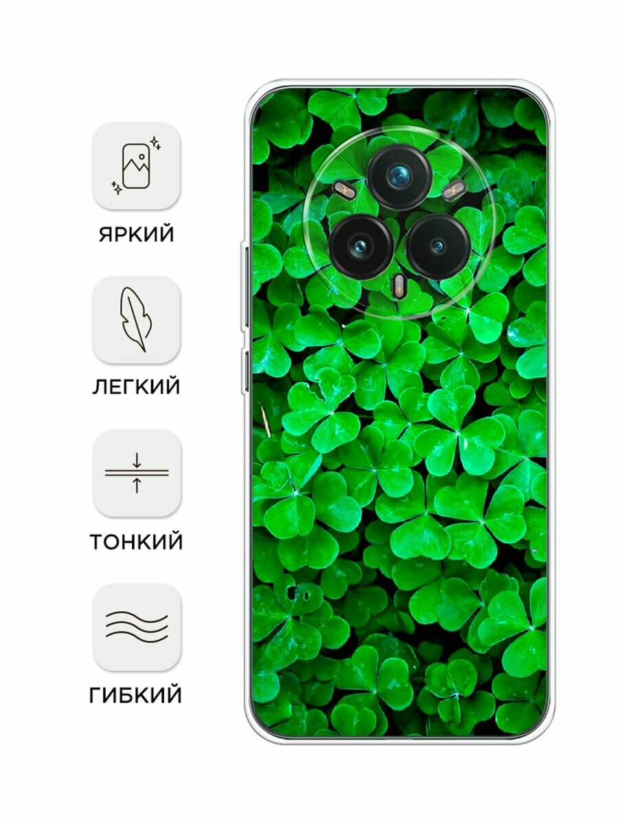 Силиконовый чехол на Realme 14 Pro / Реалми 14 Про с принтом "Клевер" — фото 1