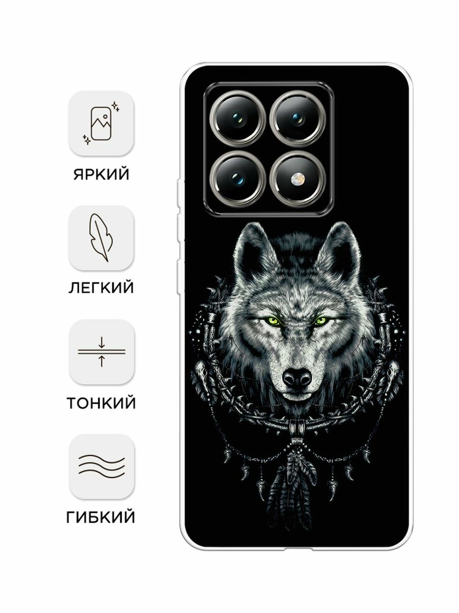 Силиконовый чехол на Xiaomi 14T / Сяоми 14T с принтом "Волк оберег" — фото 1