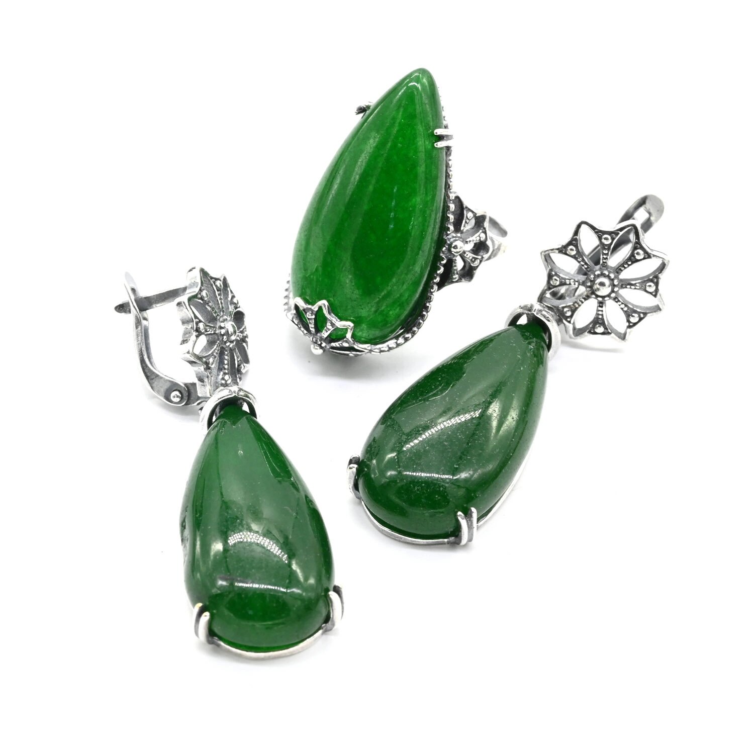 Комплект бижутерии: кольцо, хризопраз