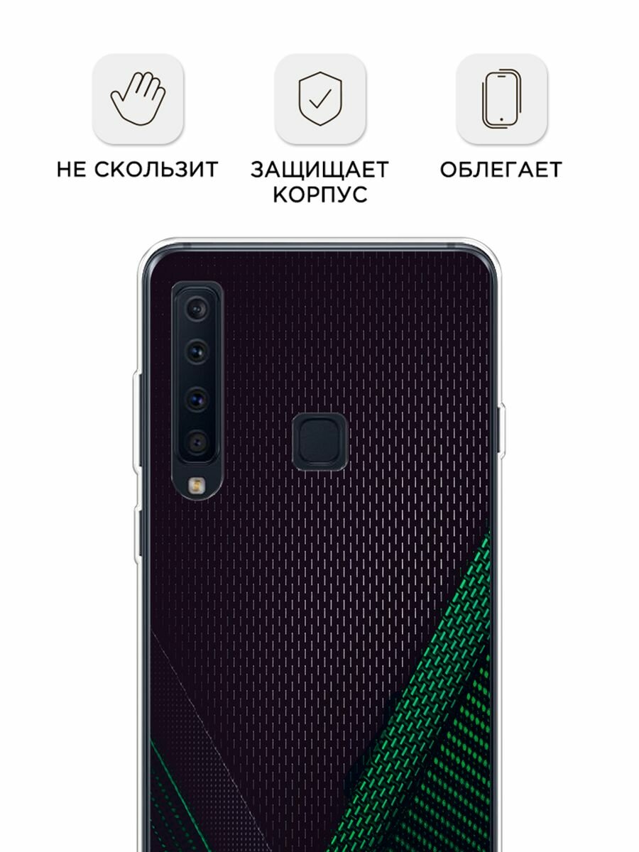 Чехол на Samsung Galaxy A9 2018 / Самсунг Галакси А9 2018 с принтом "Зеленый карбон" — фото 1