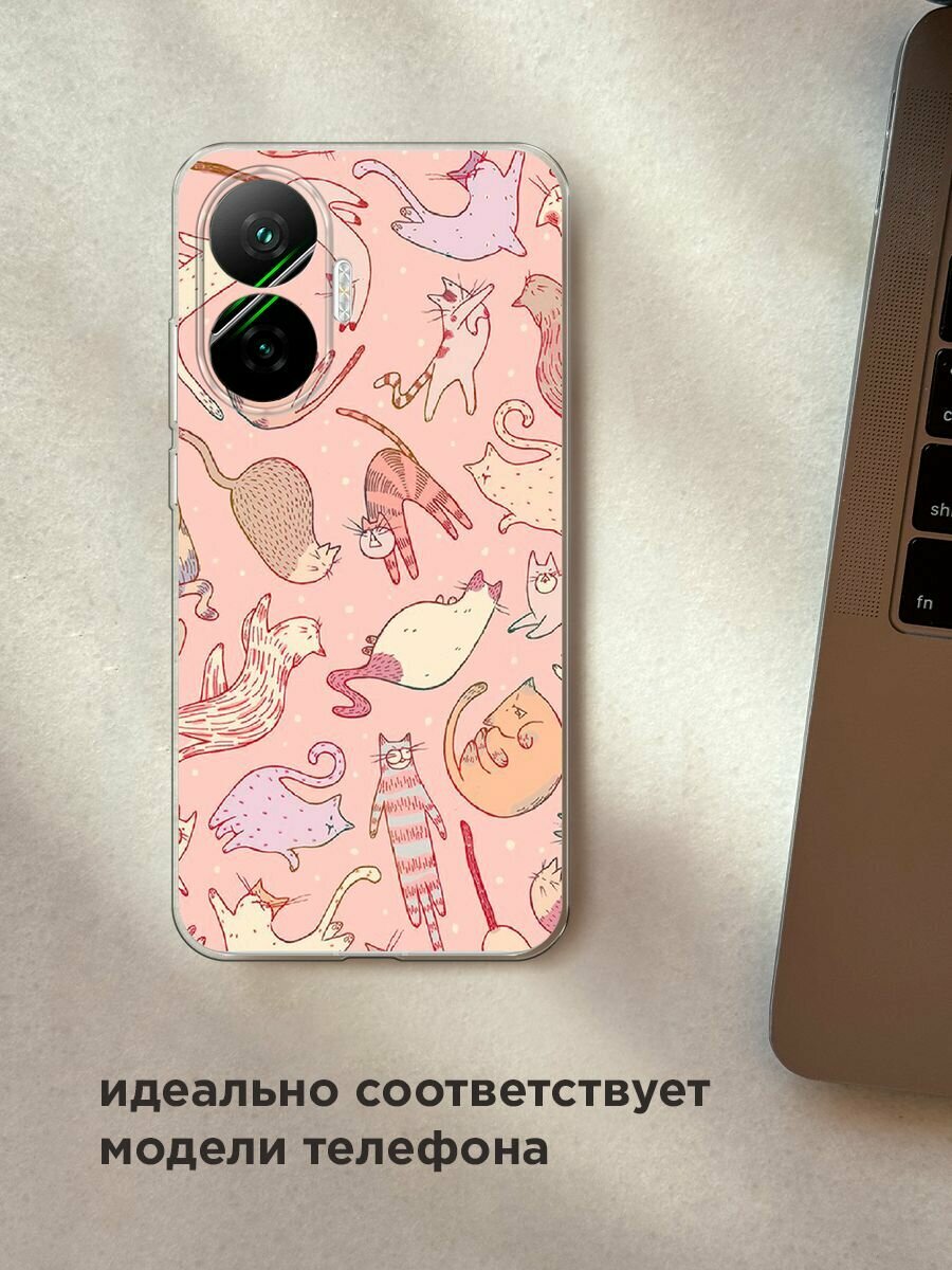 Силиконовый чехол на Poco F7 / Поко F7 с принтом "Розовое счастье" — фото 1