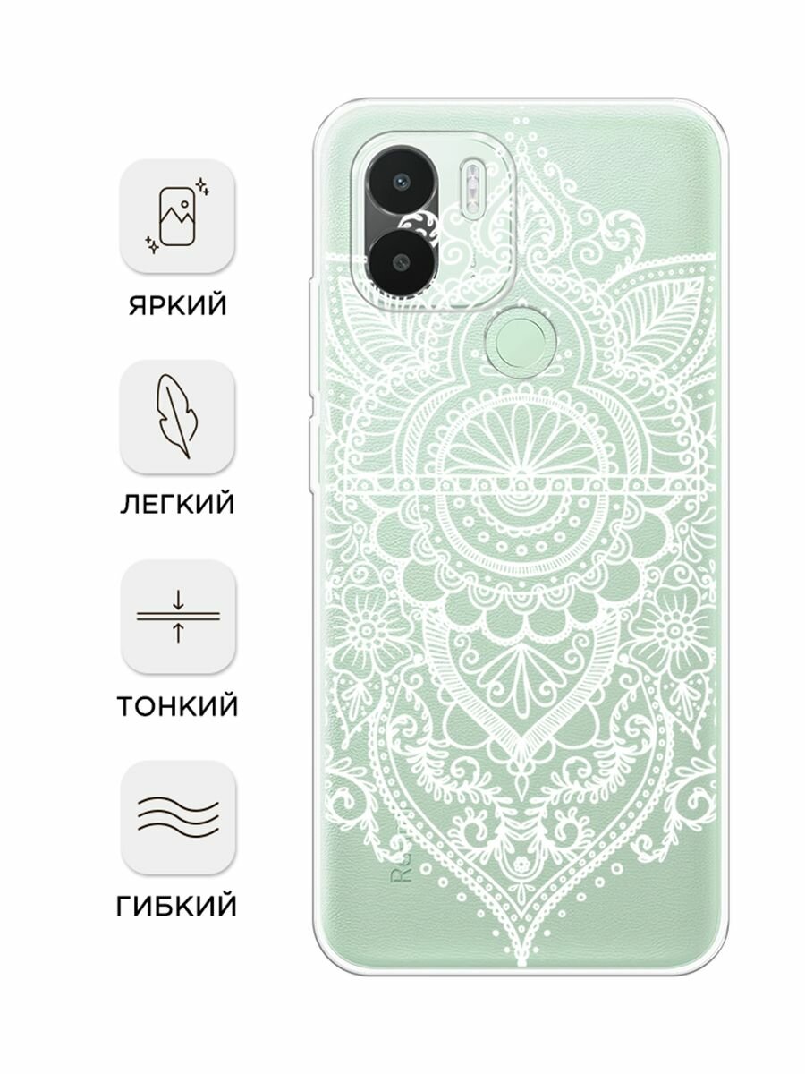 Чехол на Xiaomi Redmi A1+/Redmi A2+/Poco C51/C50 / Редми A1+ с принтом "Солнечный узор", прозрачный — фото 1