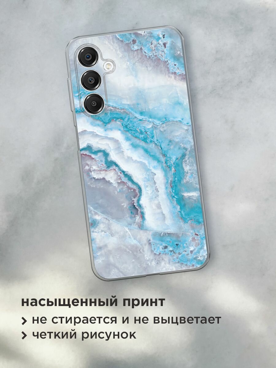 Чехол на Samsung Galaxy A16 / Самсунг А16 с принтом "Нежно-голубой мрамор" — фото 1