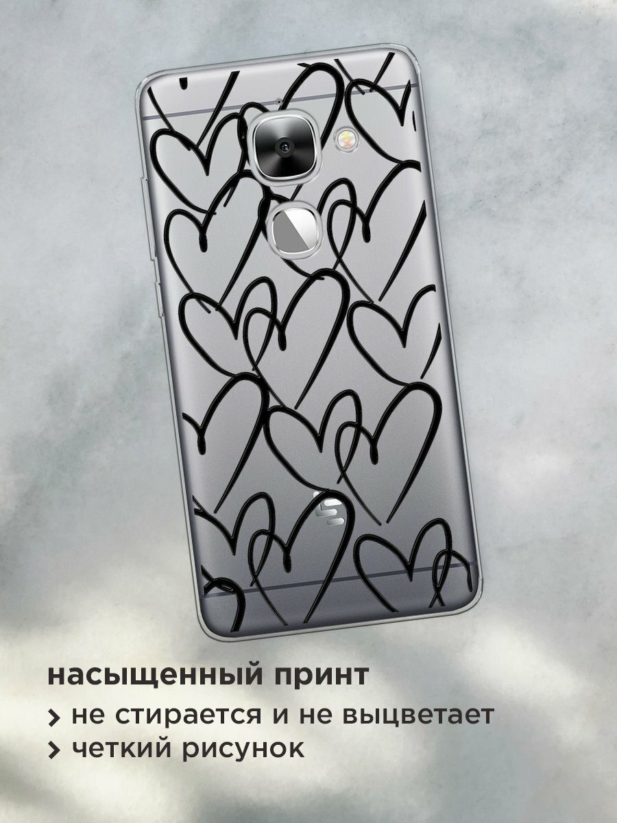 Чехол на LeEco Le 2/2 pro / Лееко Ле 2/2 про с принтом "Hearts doodle black 1" — фото 1
