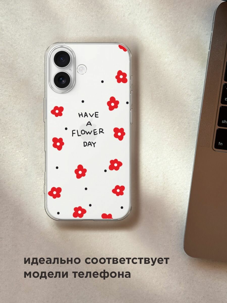 Чехол на Apple iPhone 17 / Айфон 17 с принтом "Have a flower day 2", прозрачный — фото 1