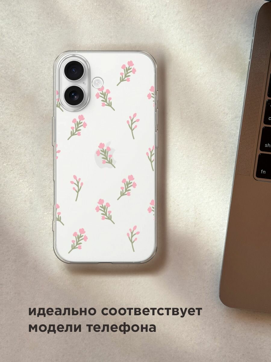 Чехол на Apple iPhone 17 / Айфон 17 с принтом "Цветущие веточки", прозрачный — фото 1