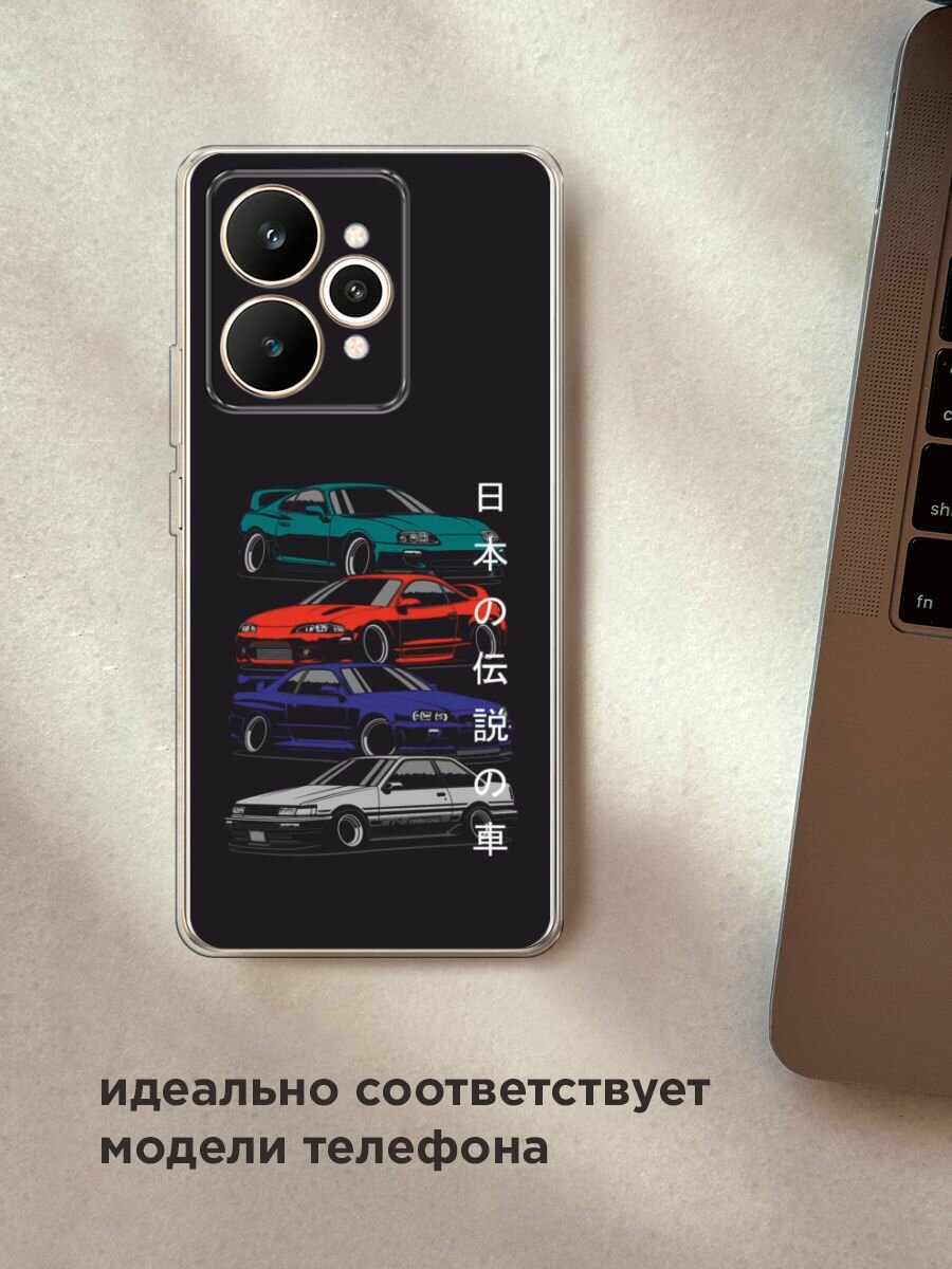 Силиконовый чехол на Realme 15 / Реалми 15 с принтом "JDM Legend cars" — фото 1