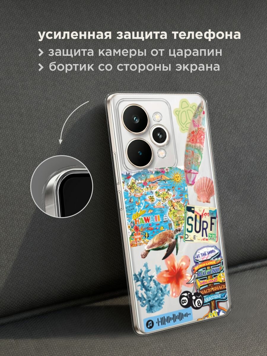 Чехол на Realme 15 Pro / Реалми 15 Про с принтом "Summer collage", прозрачный — фото 1