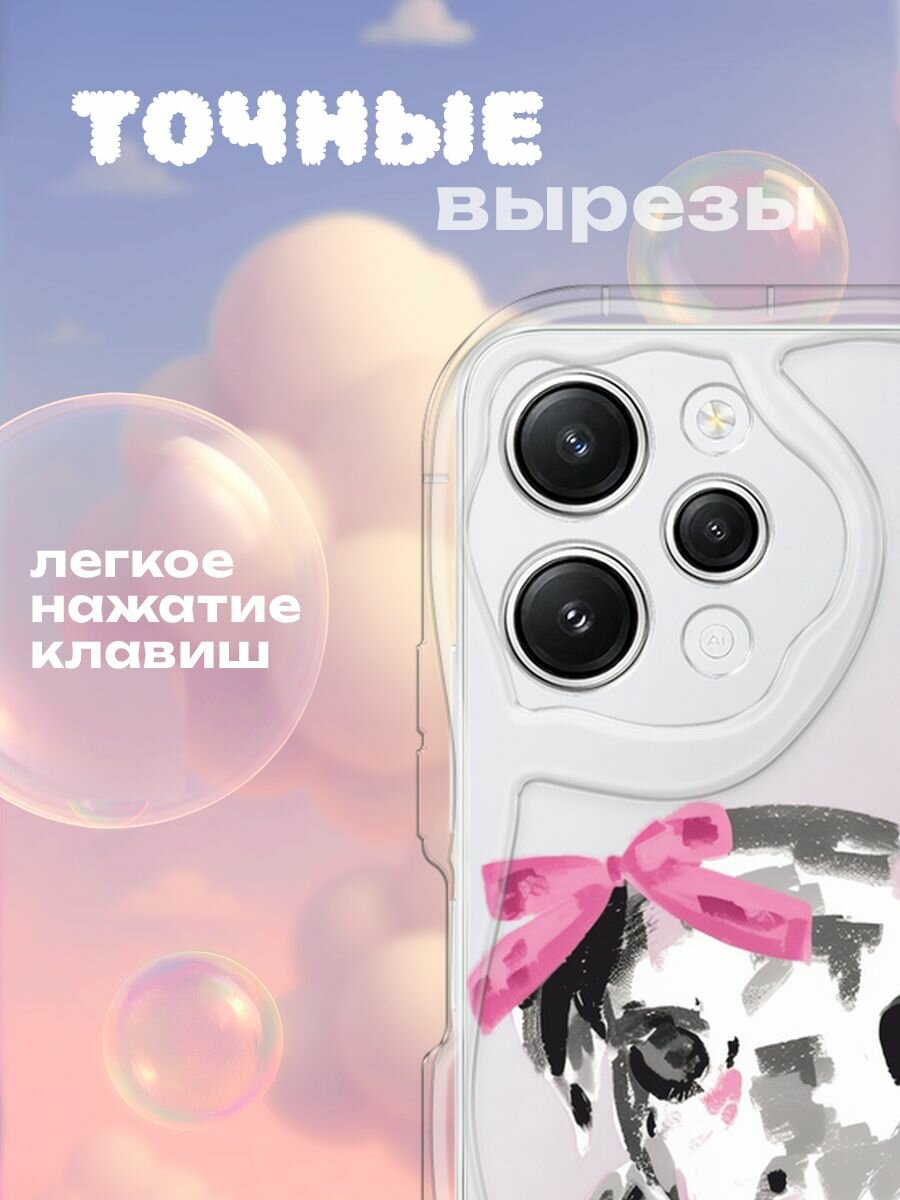 Чехол на Xiaomi Redmi 12 / Редми 12 с принтом "Далматинец с бантиком 3" — фото 1