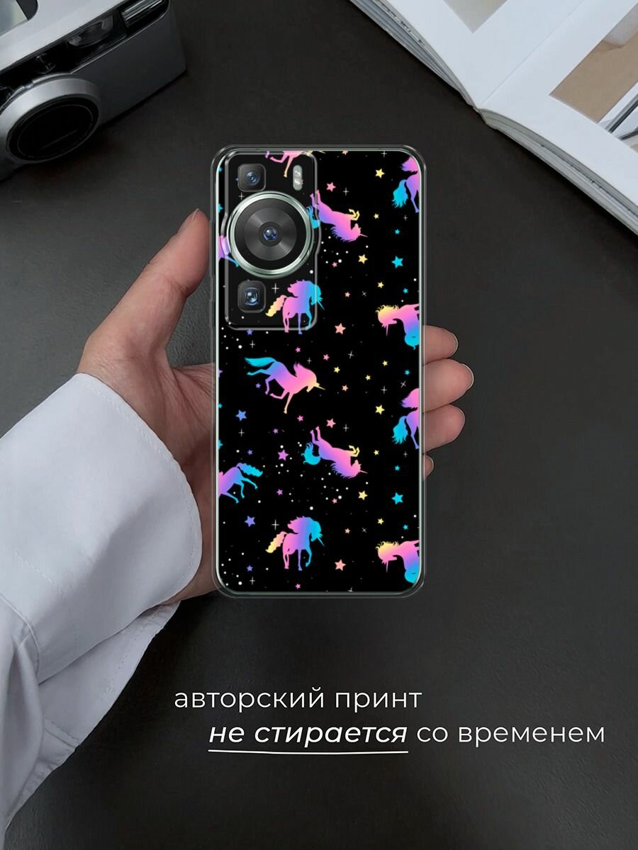Чехол на Huawei P60/P60 Pro / Хуавей P60/P60 Про с принтом "Единороги градиент" — фото 1
