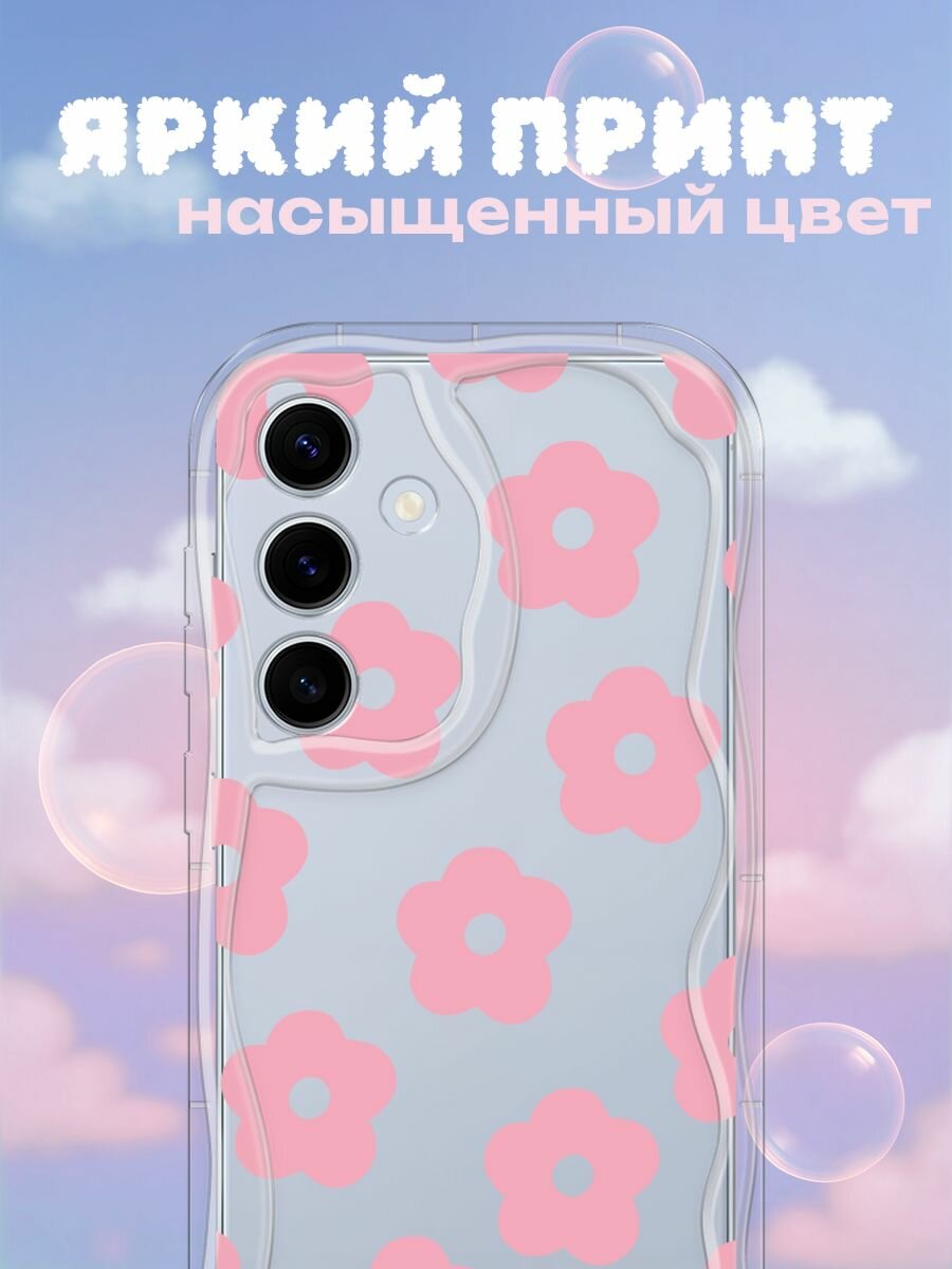 Чехол на Samsung Galaxy S24 FE 5G / Самсунг s24 fe с принтом "Цветы розовые паттерн" — фото 1