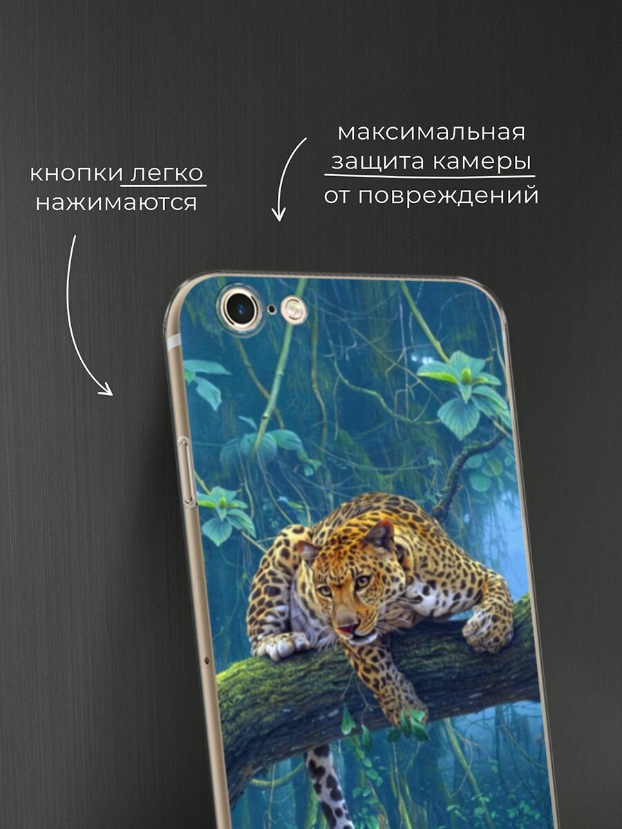 Чехол на Apple iPhone 6 Plus/6S Plus / Айфон 6 Плюс/Айфон 6С Плюс с принтом "Леопард охотник" — фото 1