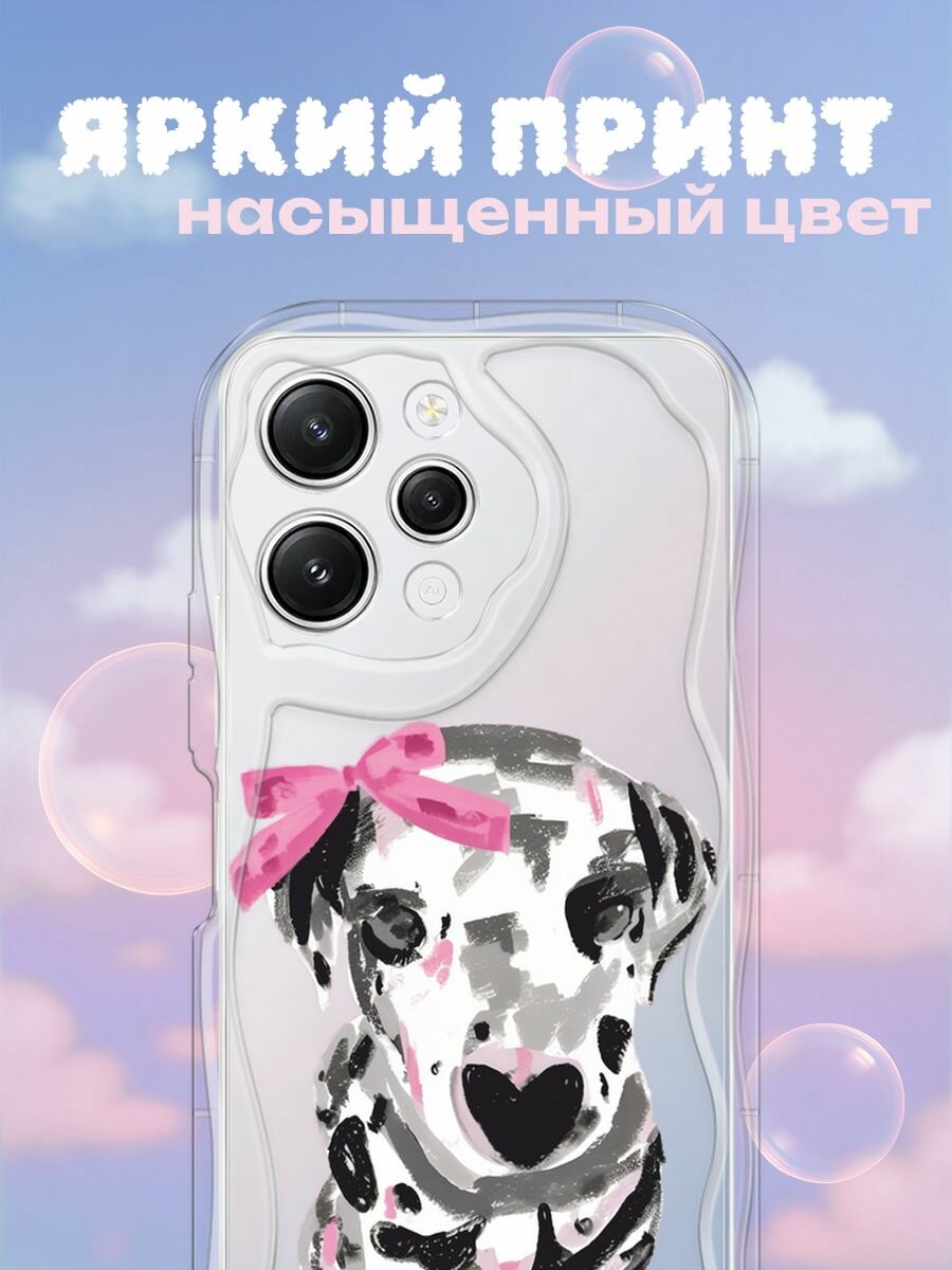 Чехол на Xiaomi Redmi 12 / Редми 12 с принтом "Далматинец с бантиком 3" — фото 1