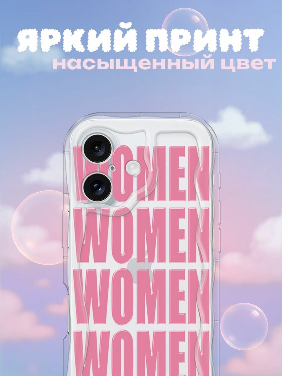 Чехол на Apple iPhone 16 / Айфон 16 с принтом WOMEN 2, прозрачный — фото 1