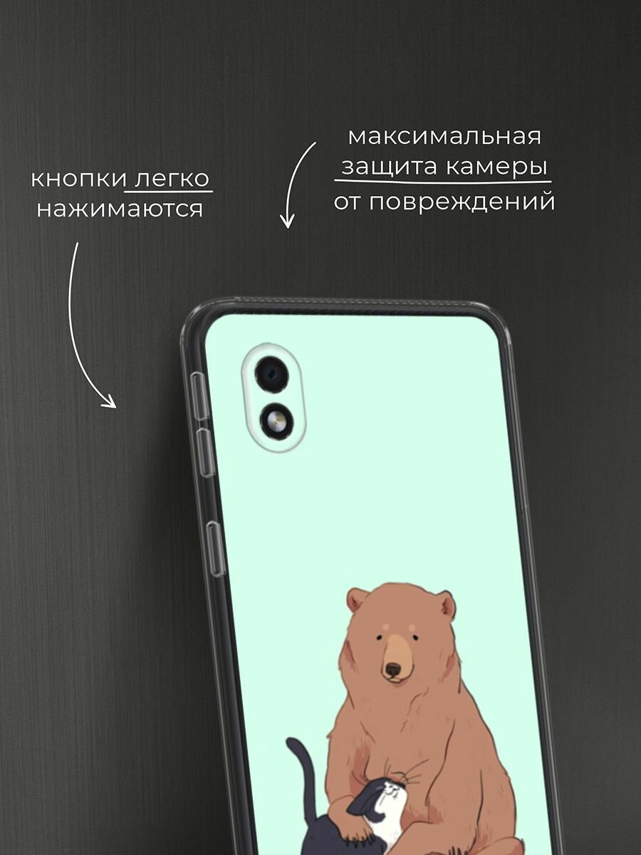 Чехол на Samsung Galaxy A01 Core / Самсунг Галакси А01 Core с принтом "Медведь и кошка дружба" — фото 1