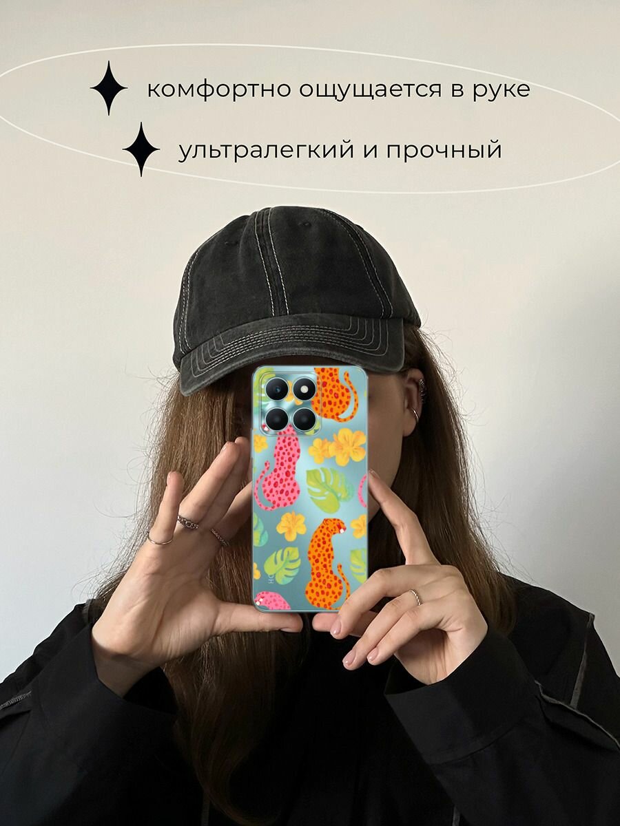 Чехол на Honor X6A / Хонор X6A с принтом "Экзотика", прозрачный — фото 1