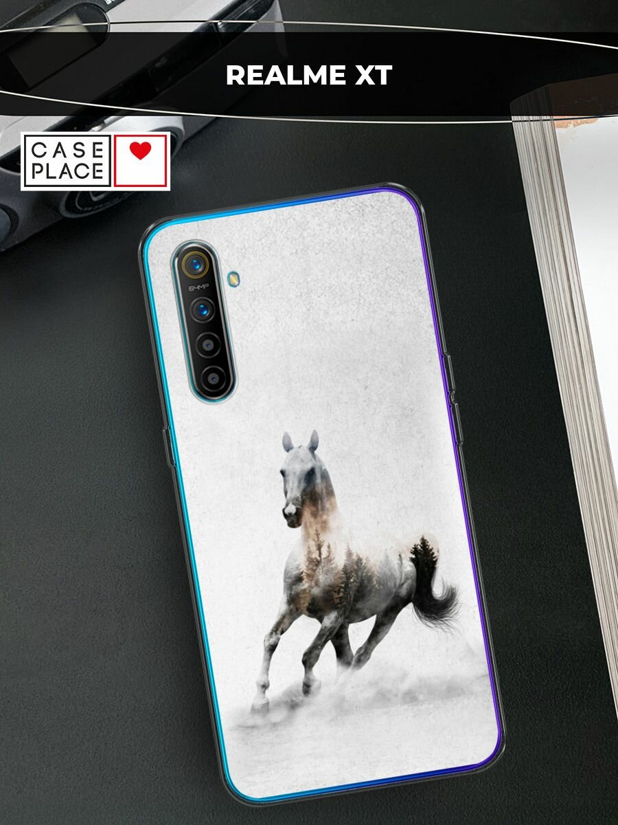 Силиконовый чехол на Realme XT / Реалми XT с принтом "Лошадь лес"